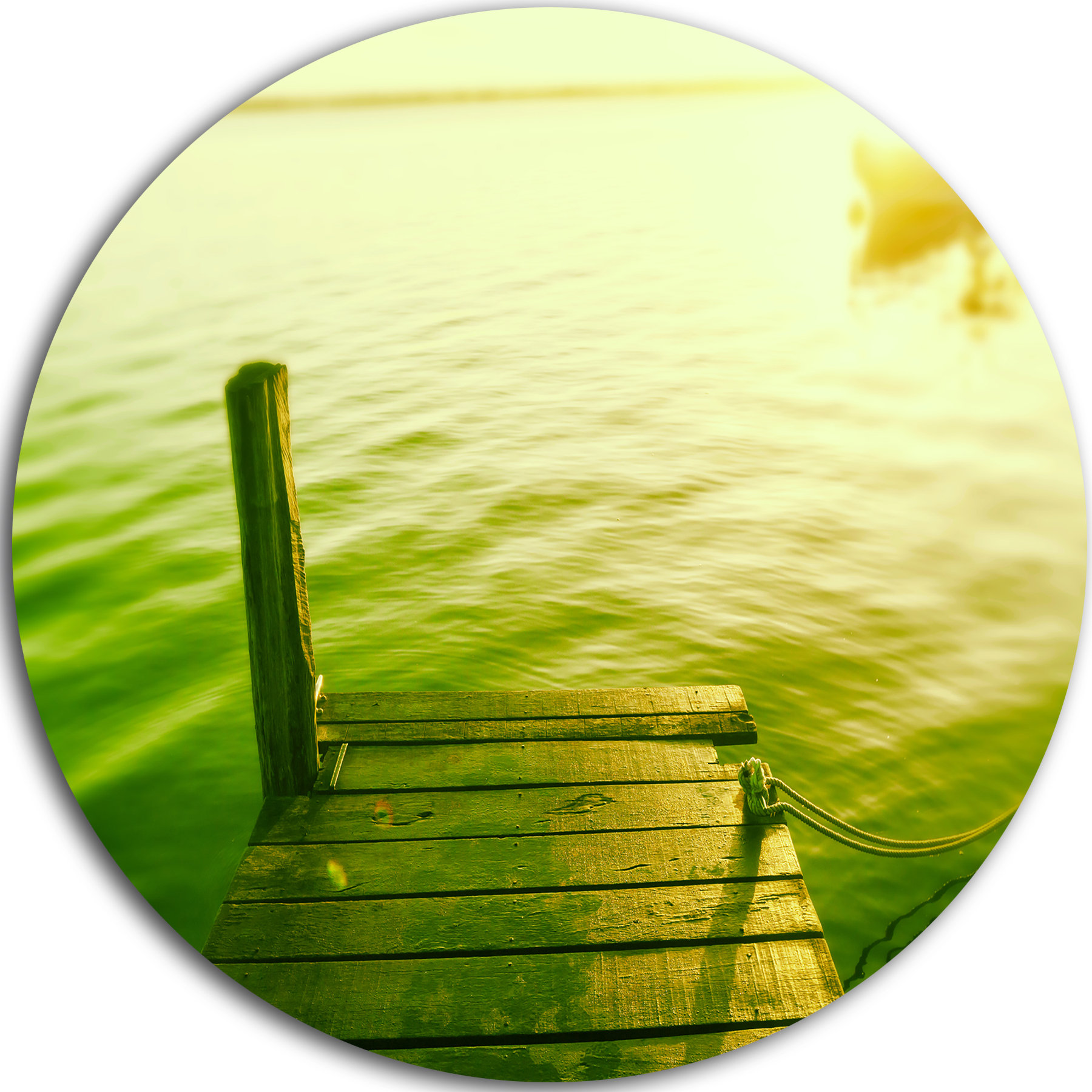 Design Art 'Wooden Boardwalk in Green Sea' Photographic Print on Metal ...