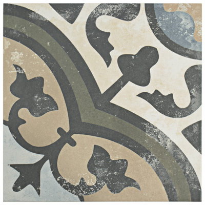 Merola Tile Evoque Arte Carthusian 10" x 10" Porcelain Patterned Wall ...