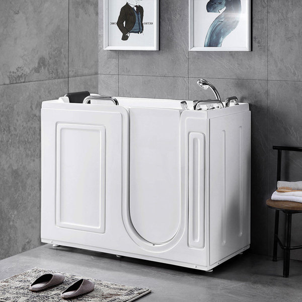 A&E Bath and Shower Flotila 26.5'' W 42.7'' H Frameless D Shaped Tub ...