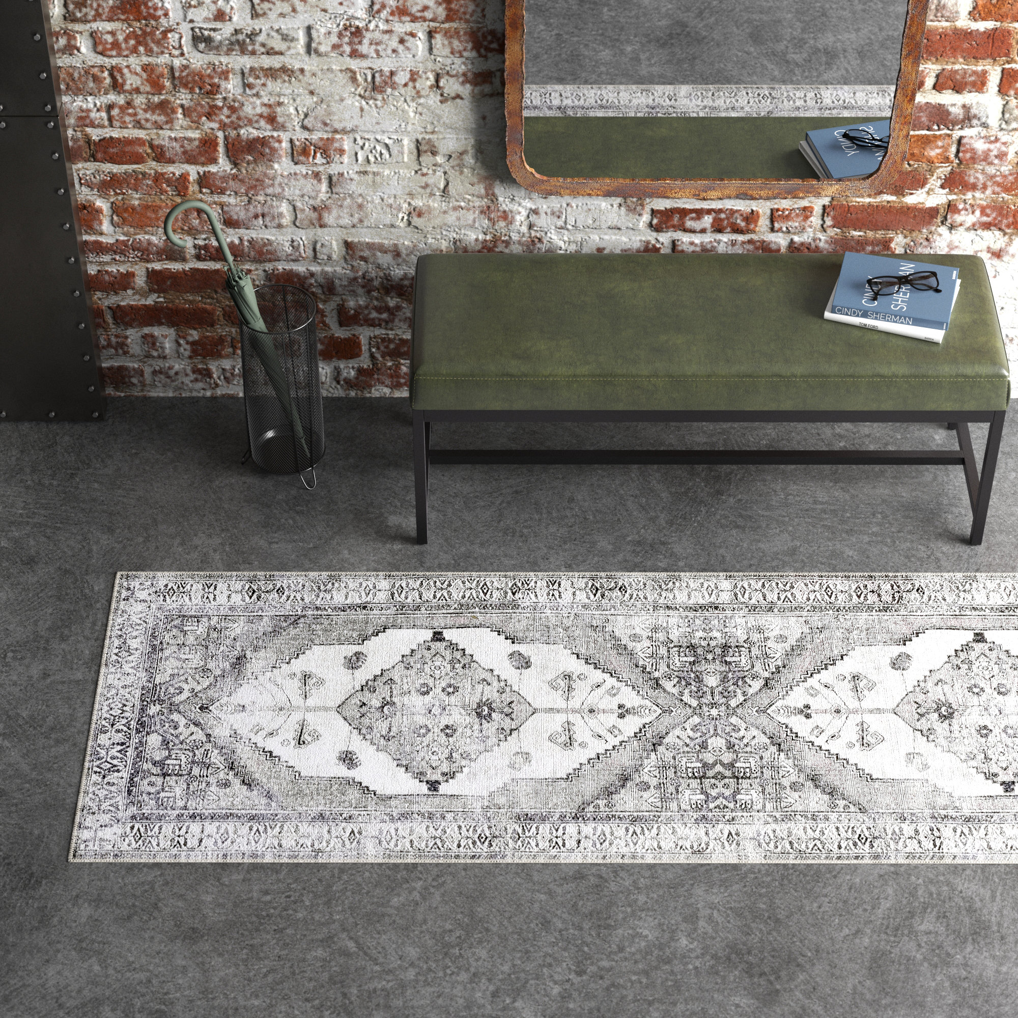 Steelside™ Teo Medallion Machine Washable Area Rug for Living Room ...