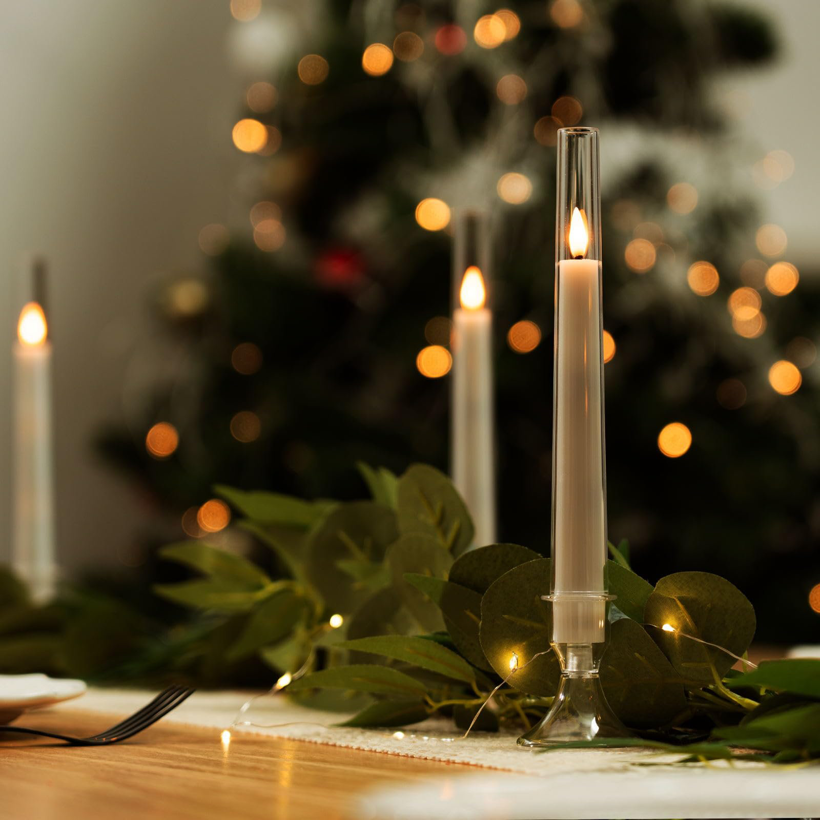Symple Stuff 6 Pcs Flameless Taper Candles with Remote and Timer, 3D ...