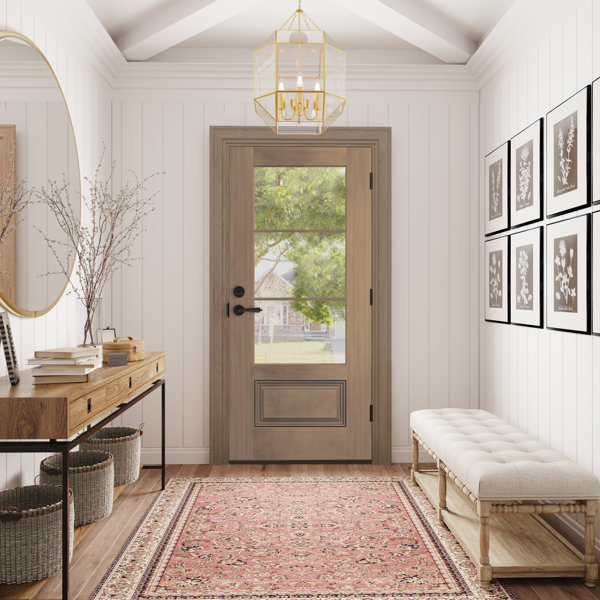 JELD-WEN 36 in. x 80 in. 3-Lite Clear Glass Warm Toffee Fiberglass ...