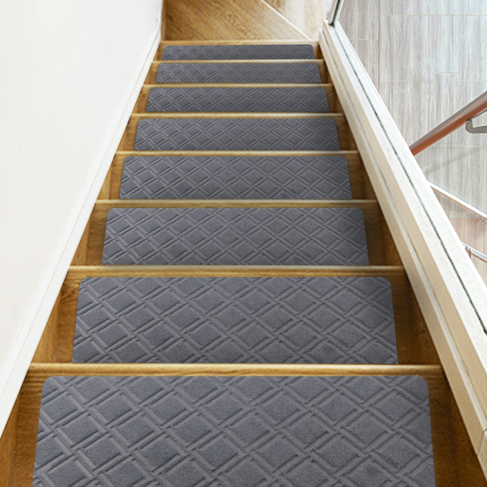 Latitude Run® Carpet Stair Treads for Wooden Steps,8"X30"Non-Slip ...
