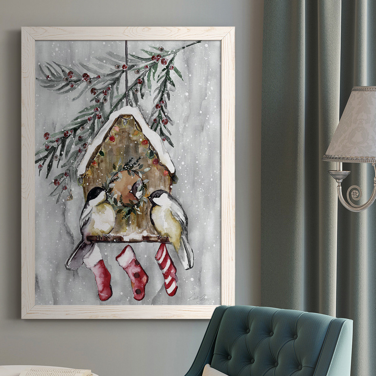 The Holiday Aisle® Giachetti Winter Birds Framed On Canvas Print | Wayfair