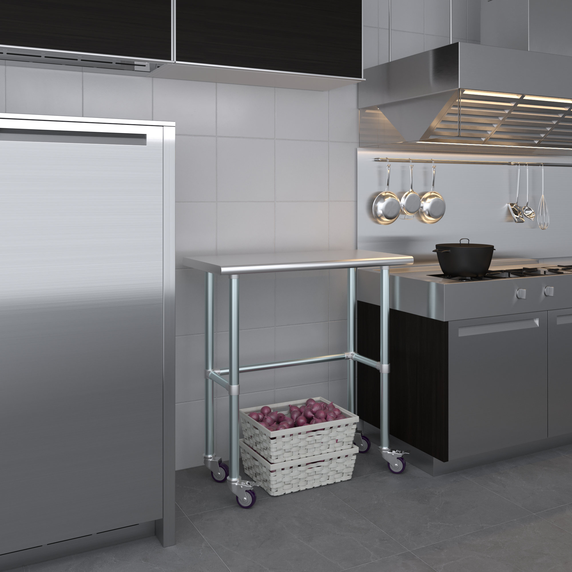 Amgood Stainless Steel Open Base Work Table with Wheels & Reviews | Wayfair