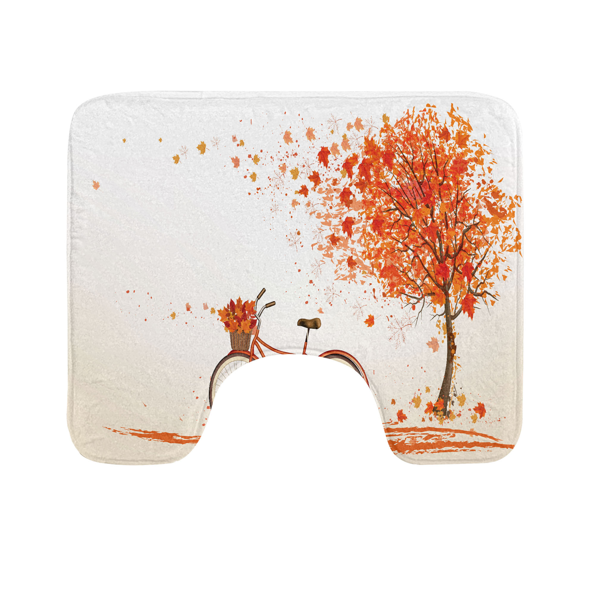 East Urban Home Bicycle Toilet Mat U-Shape Bathroom Rug 20" Orange ...