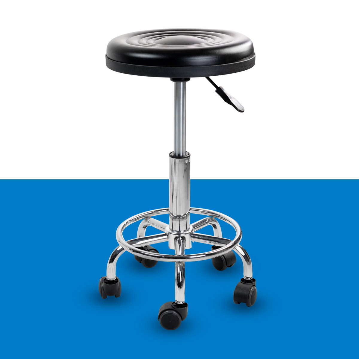Mount-It! Height Adjustable Stool w/ Wheels, Backless Rolling Doctor ...