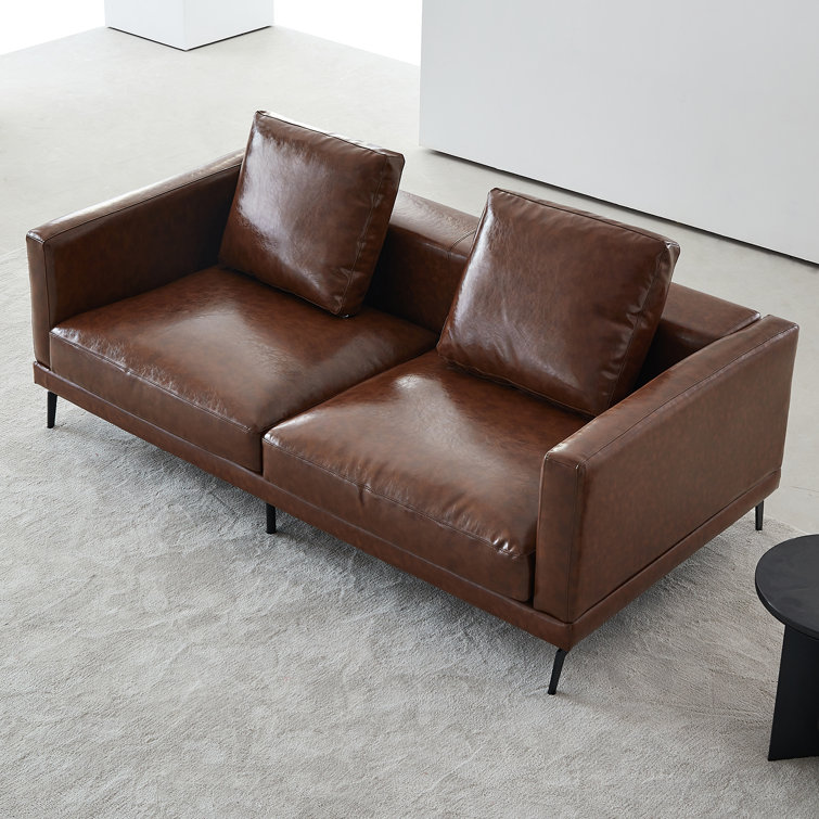 17 Stories Alizen 76" Faux Leather Upholstered Sofa | Wayfair