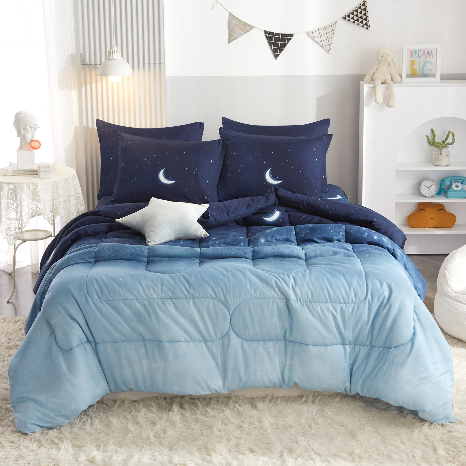 HYPREST Bed in A Bag Comforter Set with Sheets Moon Star Blue - Wayfair Canada