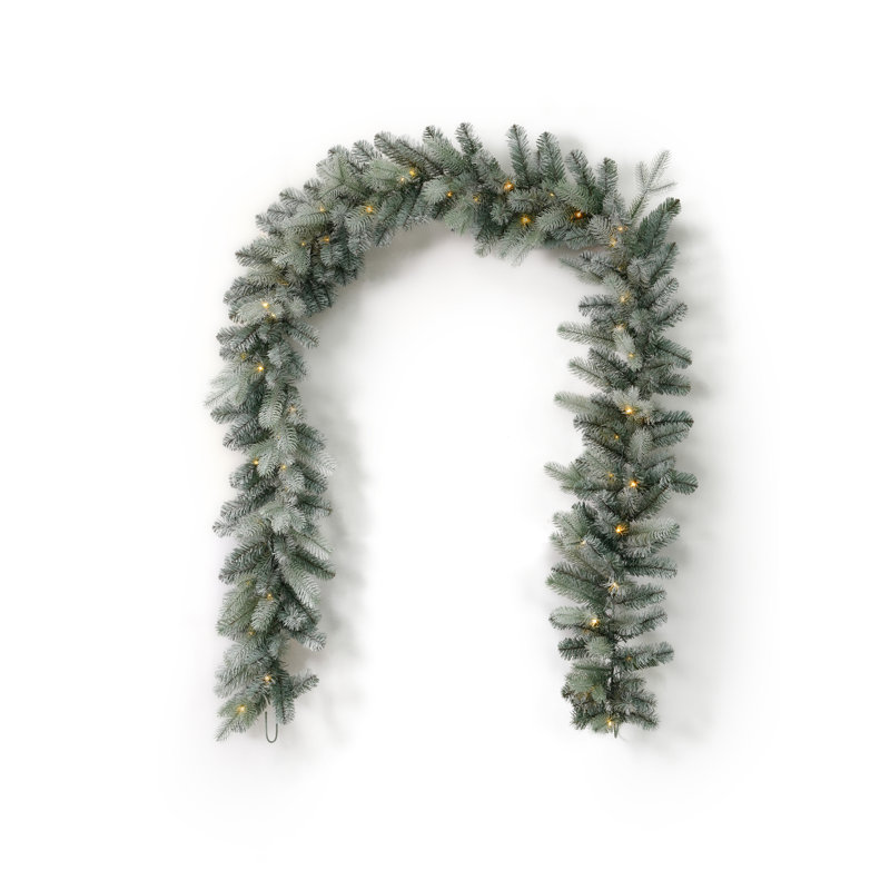 The Holiday Aisle® 9' Blue Spruce PE/PVC Pre-Lit Garland with 50 LED ...