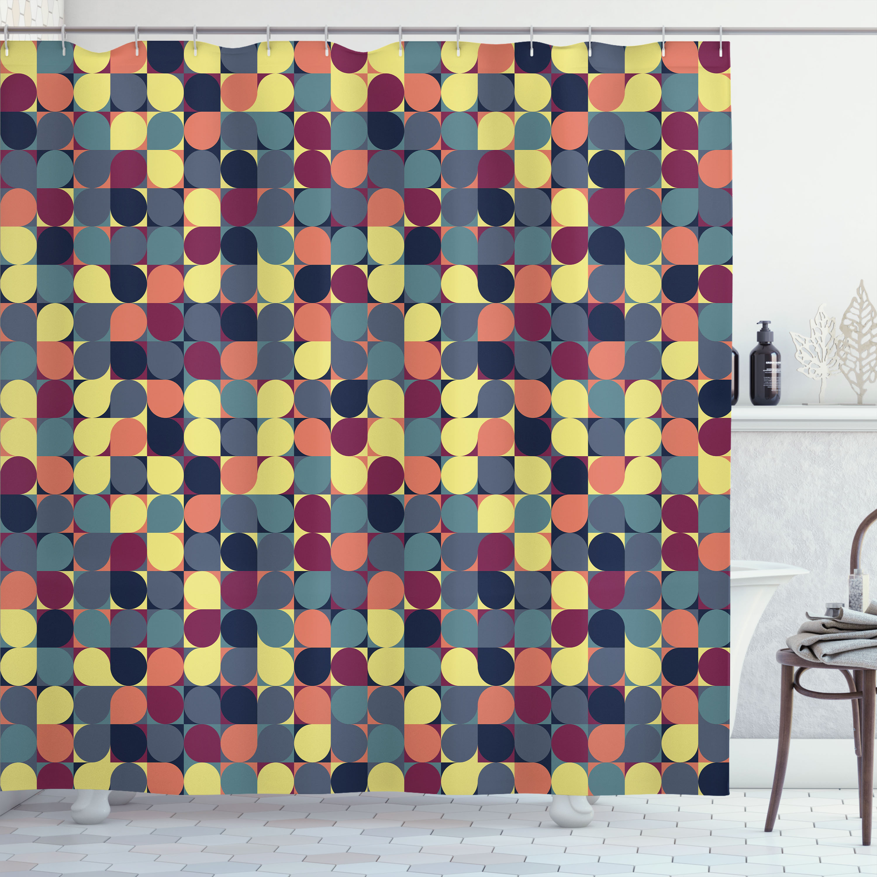 East Urban Home Williamsdale Retro Shower Curtain Pastel Circles ...