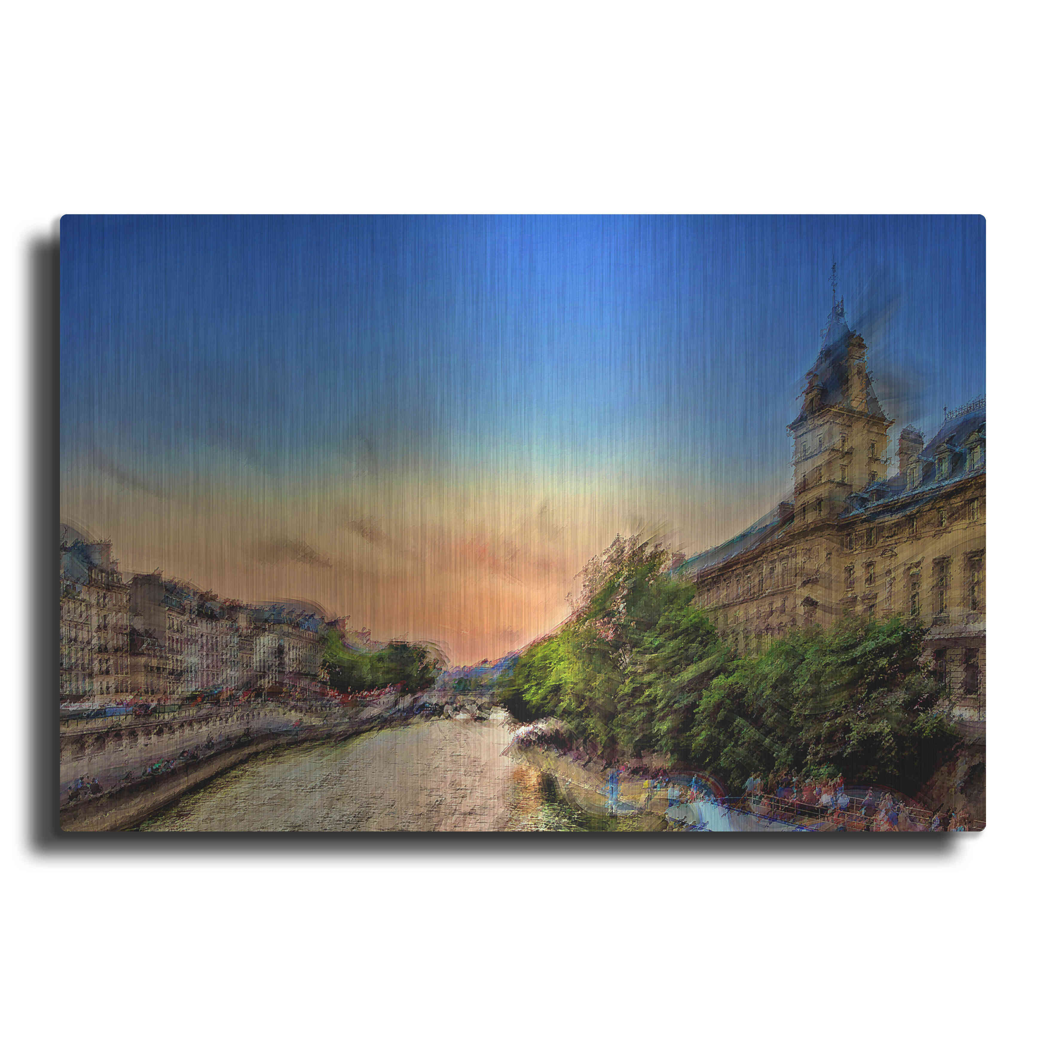Red Barrel Studio® Luxe Metal Art 'River Seine A' by David Manlove, M ...