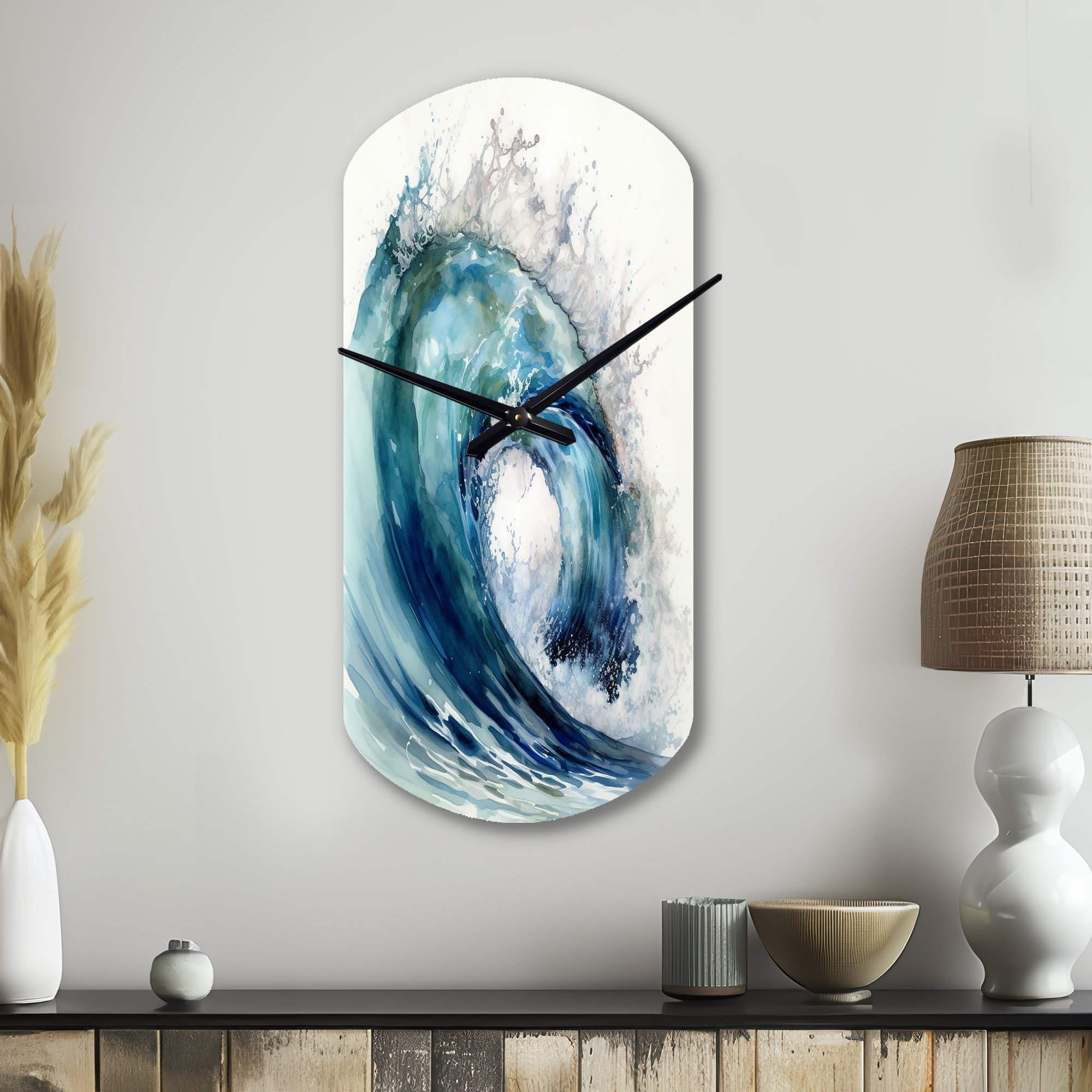 East Urban Home Maiti - Cylinder Shape Green Wall Clock Sculpture | Wayfair