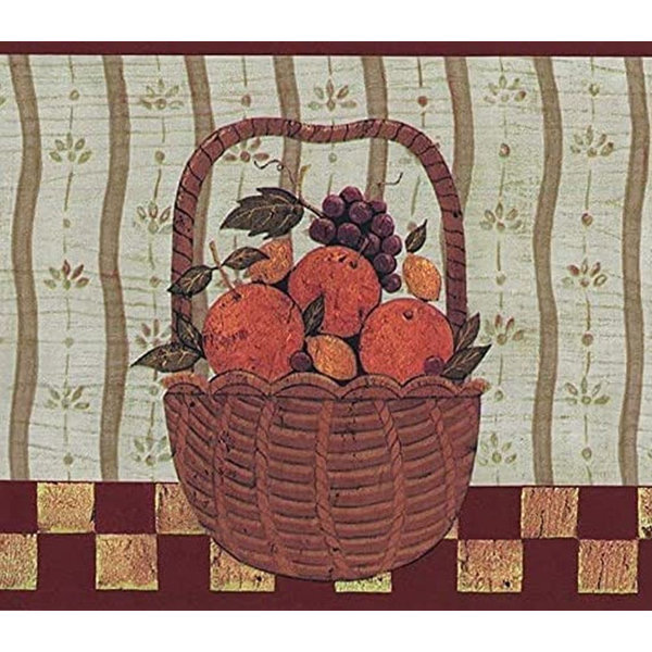 August Grove® Alaida Baskets Fruits 15' L x 9.75" W Wallpaper Border ...