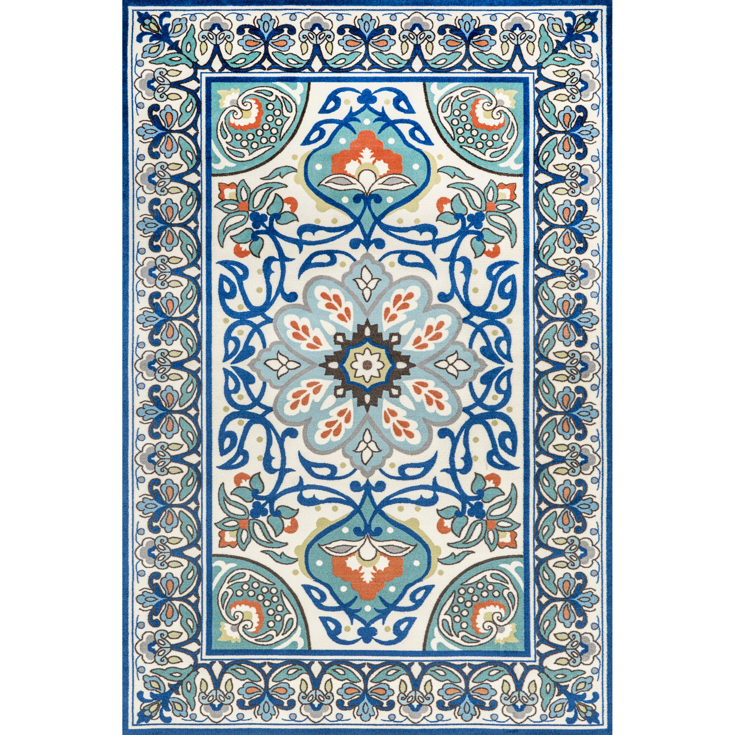 Bungalow Rose Kujawa Floral Blue Area Rug & Reviews | Wayfair