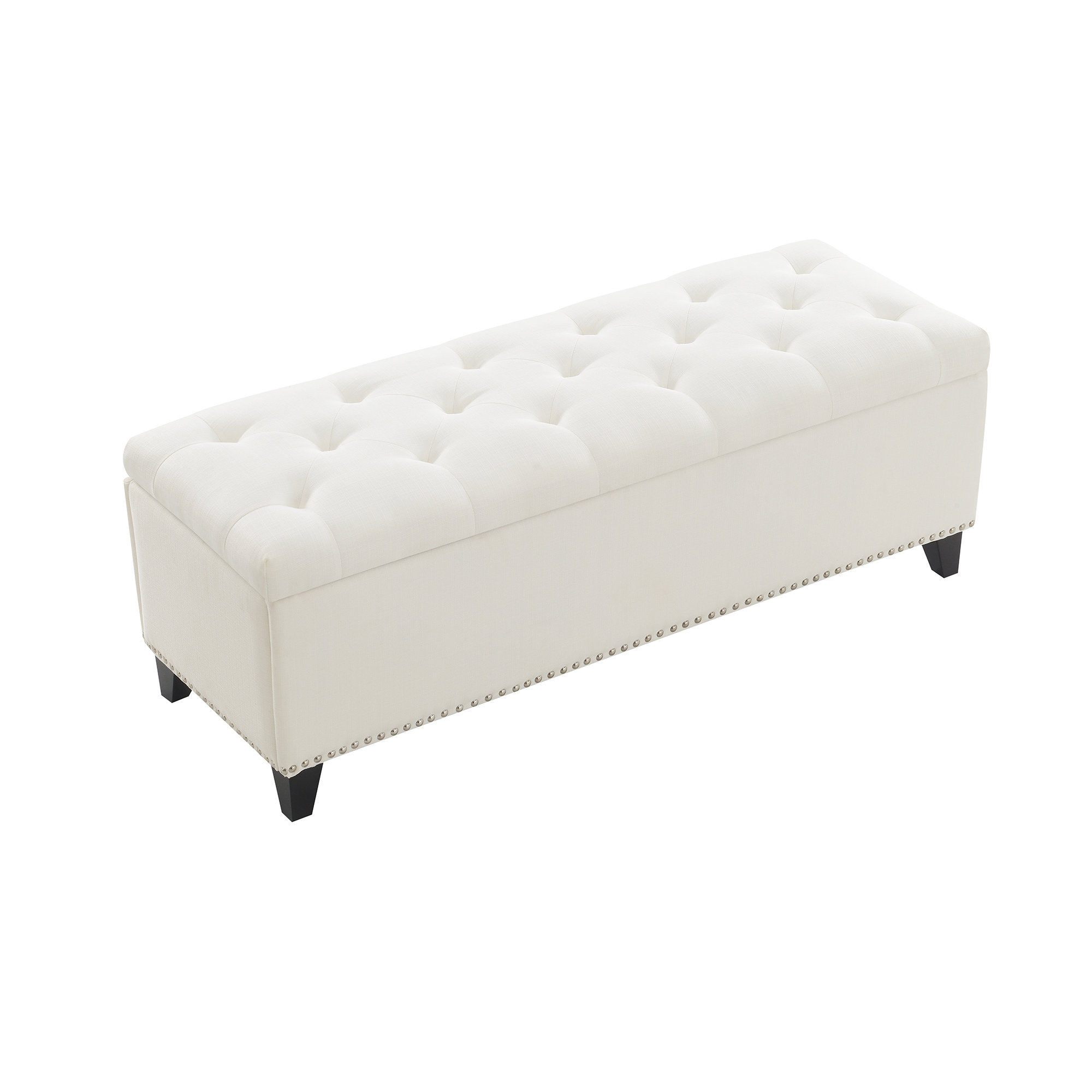 Latitude Run® Modern Beige Storage Benches, Linen Button-tufted, Living ...