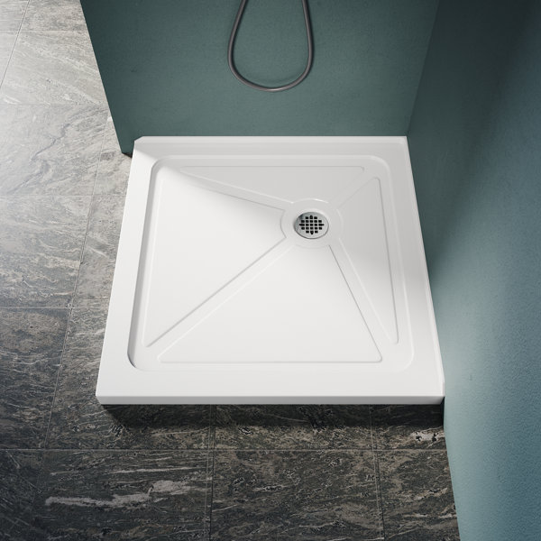 Elegant 34"W x 34" D x 3" H Shower Base with Corner Drain Square ...