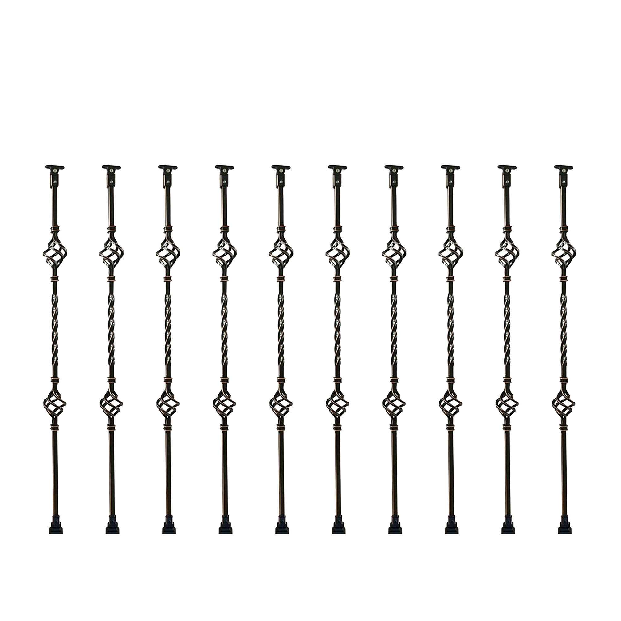 FixtureDisplays 10 Pack 37" Double Cage Iron Balusters Black Iron ...