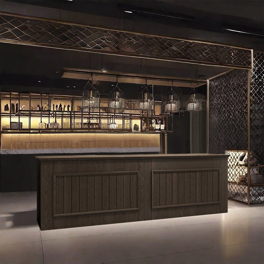 NBNKK Reception desk Large Vintage Bar Counter with Single Countertop ...