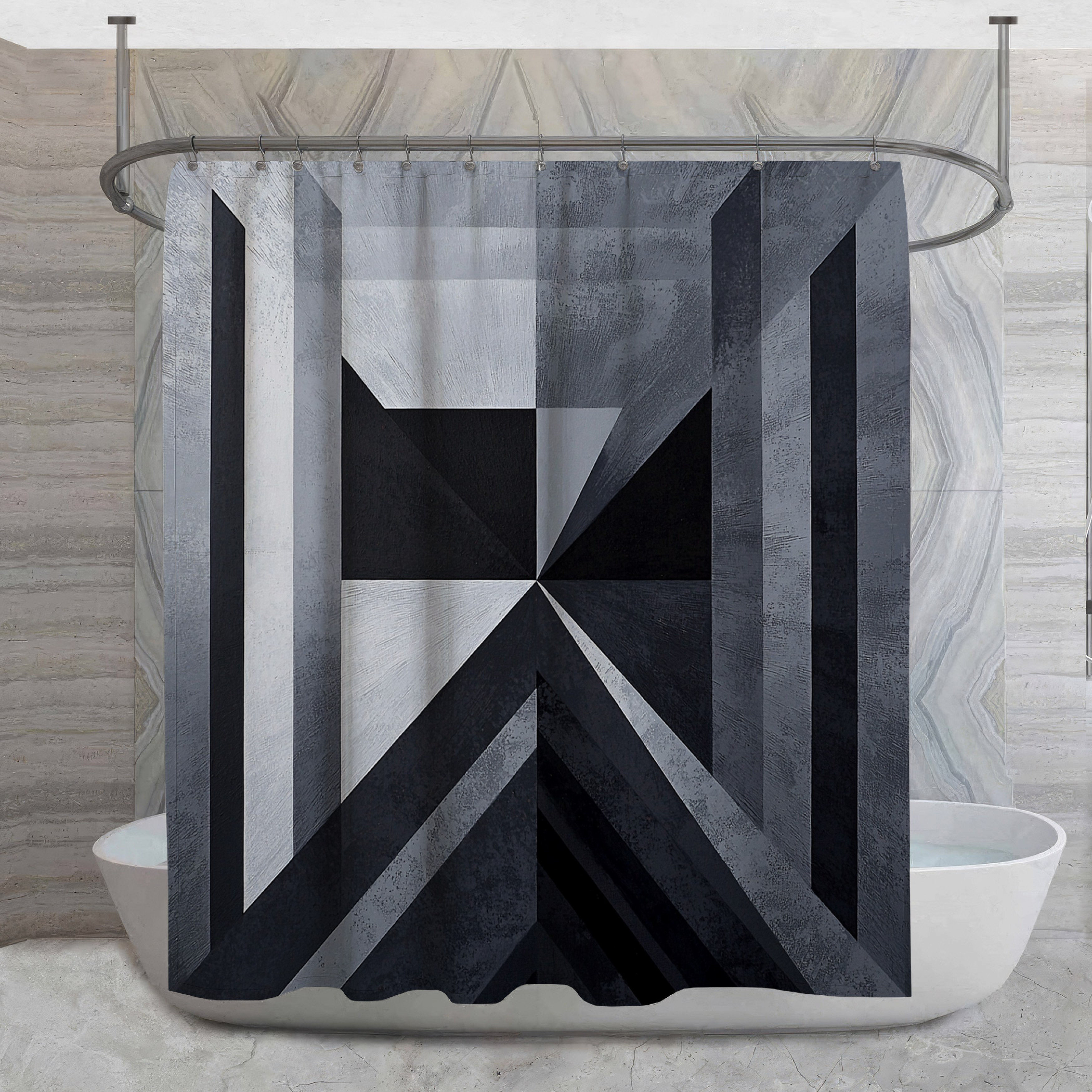 Orren Ellis Abstract Geometry Shower Curtain - Contemporary Bathroom ...