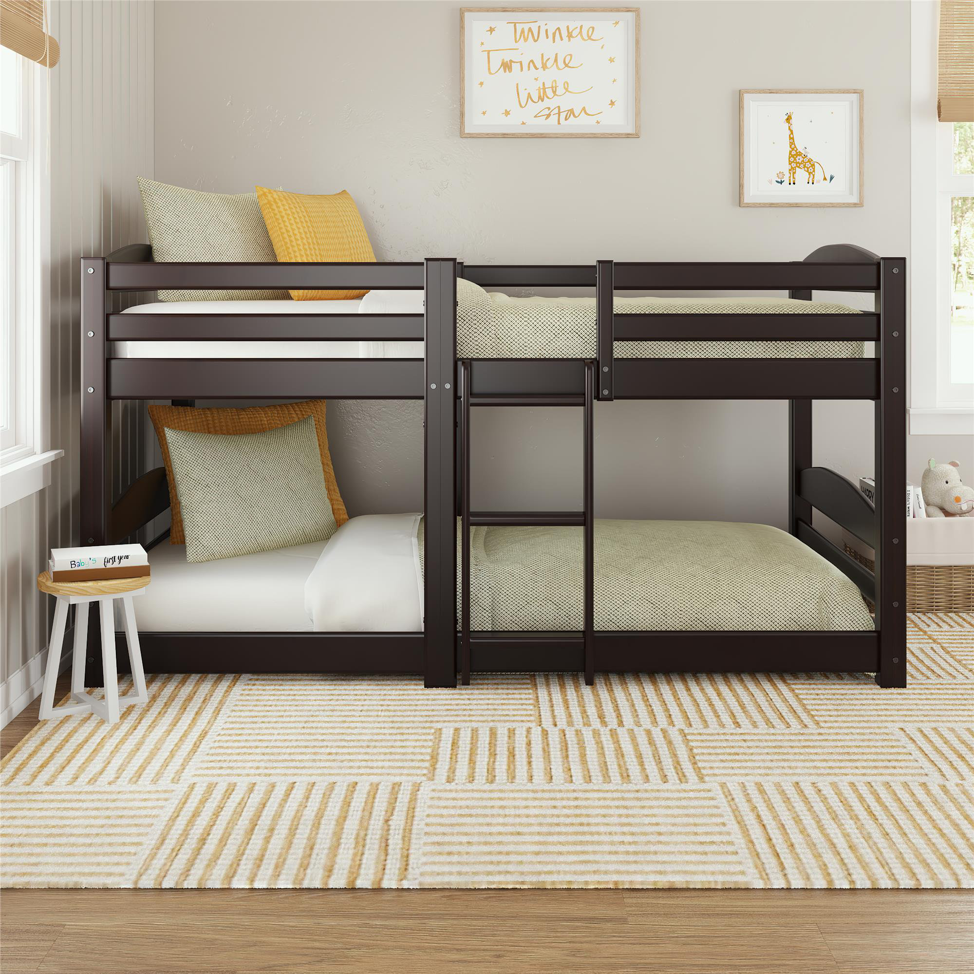Harriet Bee Kamello Twin over Twin Wood Floor Bunk Bed & Reviews | Wayfair