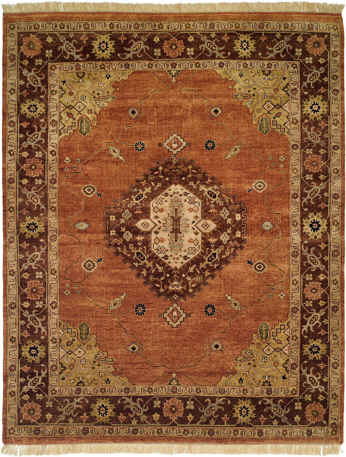 Wildon Home® Oriental Hand Knotted Wool Brown/Orange Area Rug & Reviews ...