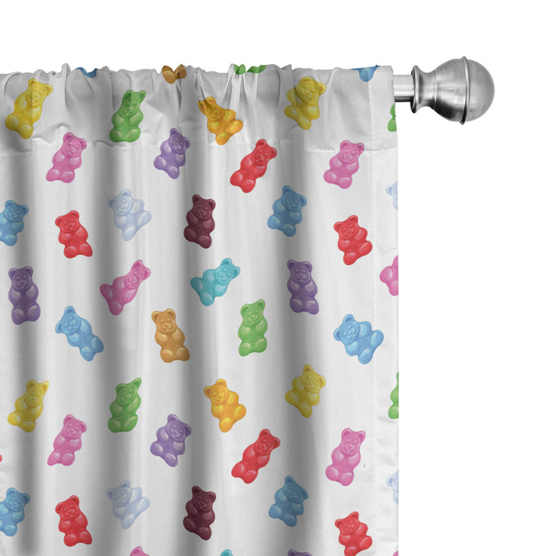 East Urban Home Dessert Window Curtains, Vibrant Colored Gummy Bears ...