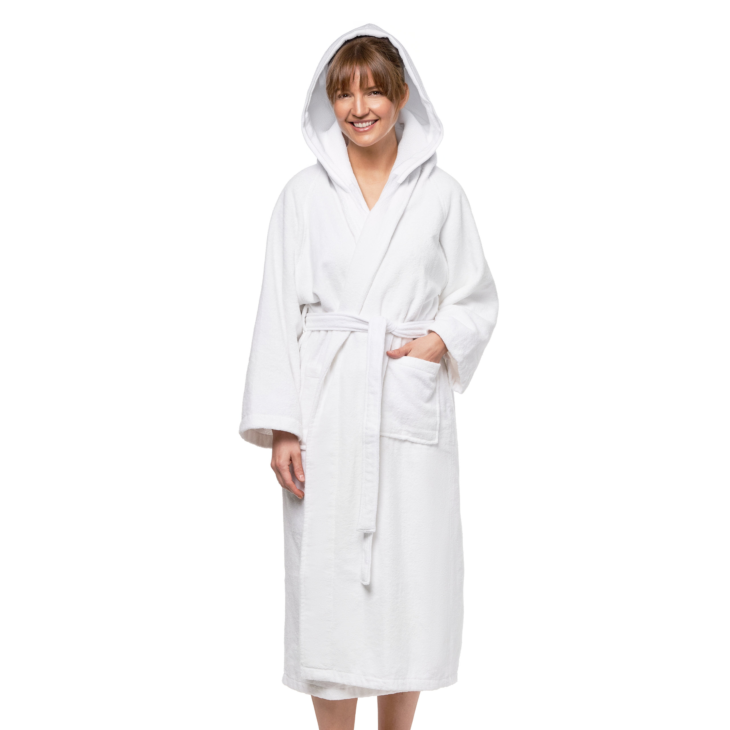 Eider & Ivory™ Analise Plain Hooded Terry Velour Kimono Bathrobe Single ...