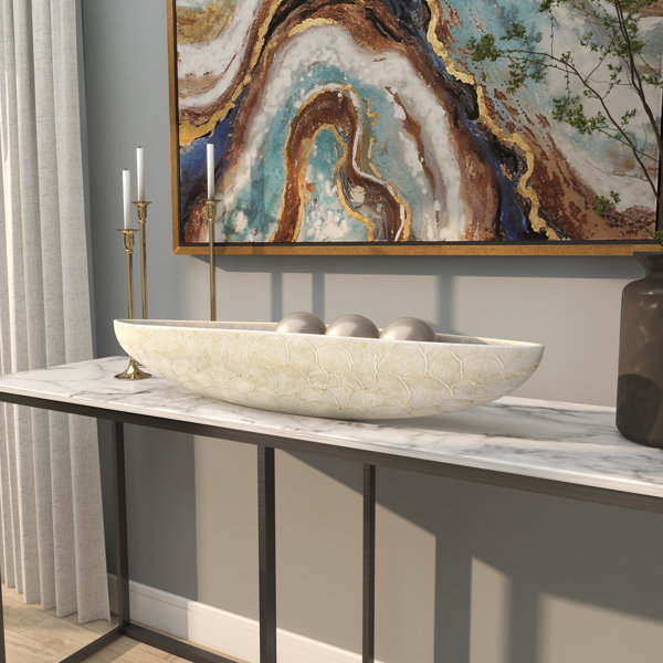 Rosecliff Heights Polystone Oval Long Decorative Bowl in Gray & Reviews ...