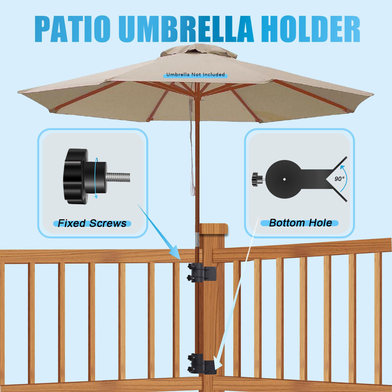 Arlmont & Co. Patio Parasol Stand Angle Bracket, Stainless Steel ...