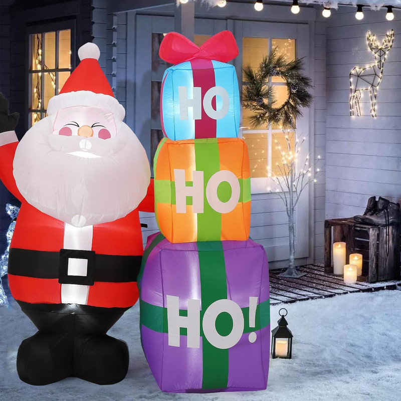 Sangdo 6FT Christmas Inflatable Outdoor Decorations, Cute Santa with ...