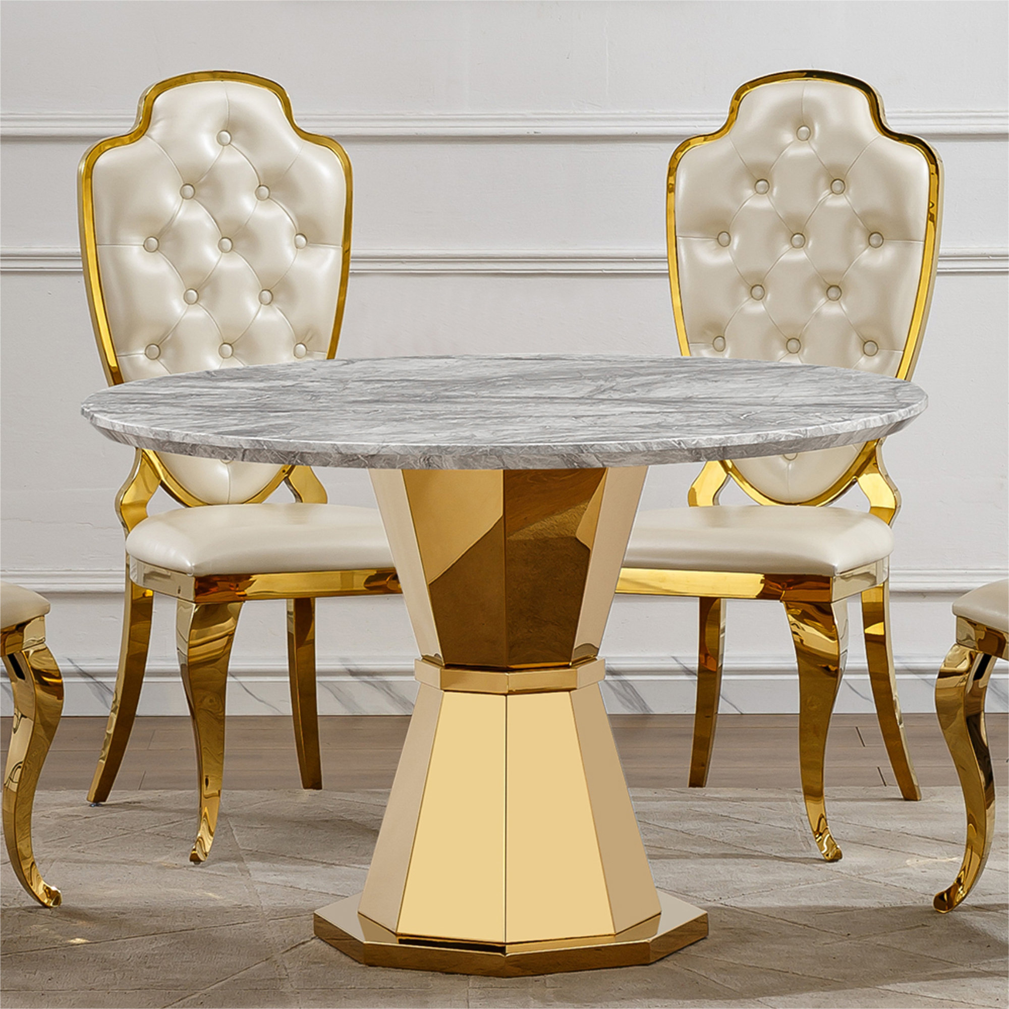 Everly Quinn 47" Round Marble Dining Table (Table Only) | Wayfair