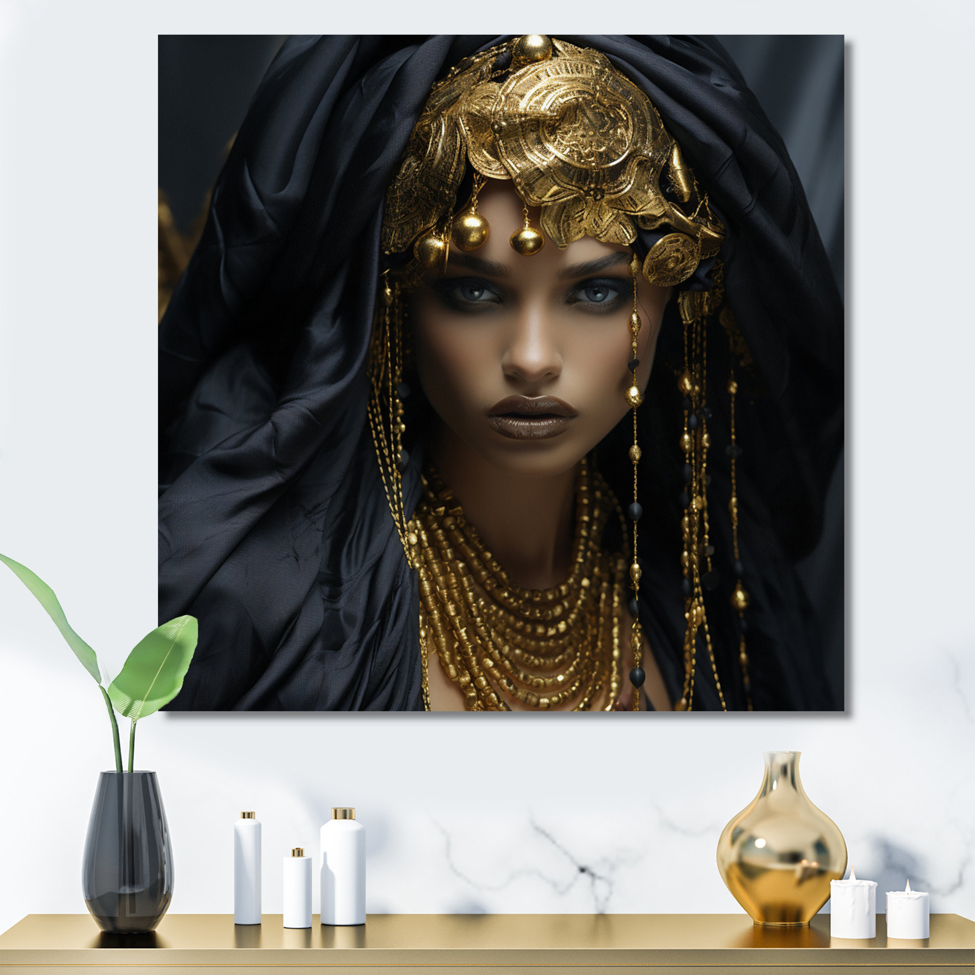 Ebern Designs Gracious Gold Bohemian Goddess I - Fashion Woman Wall Art ...