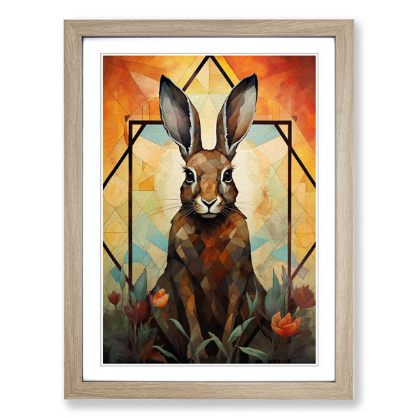Brambly Cottage Hare Geometric No.3 - Single Picture Frame Print on ...