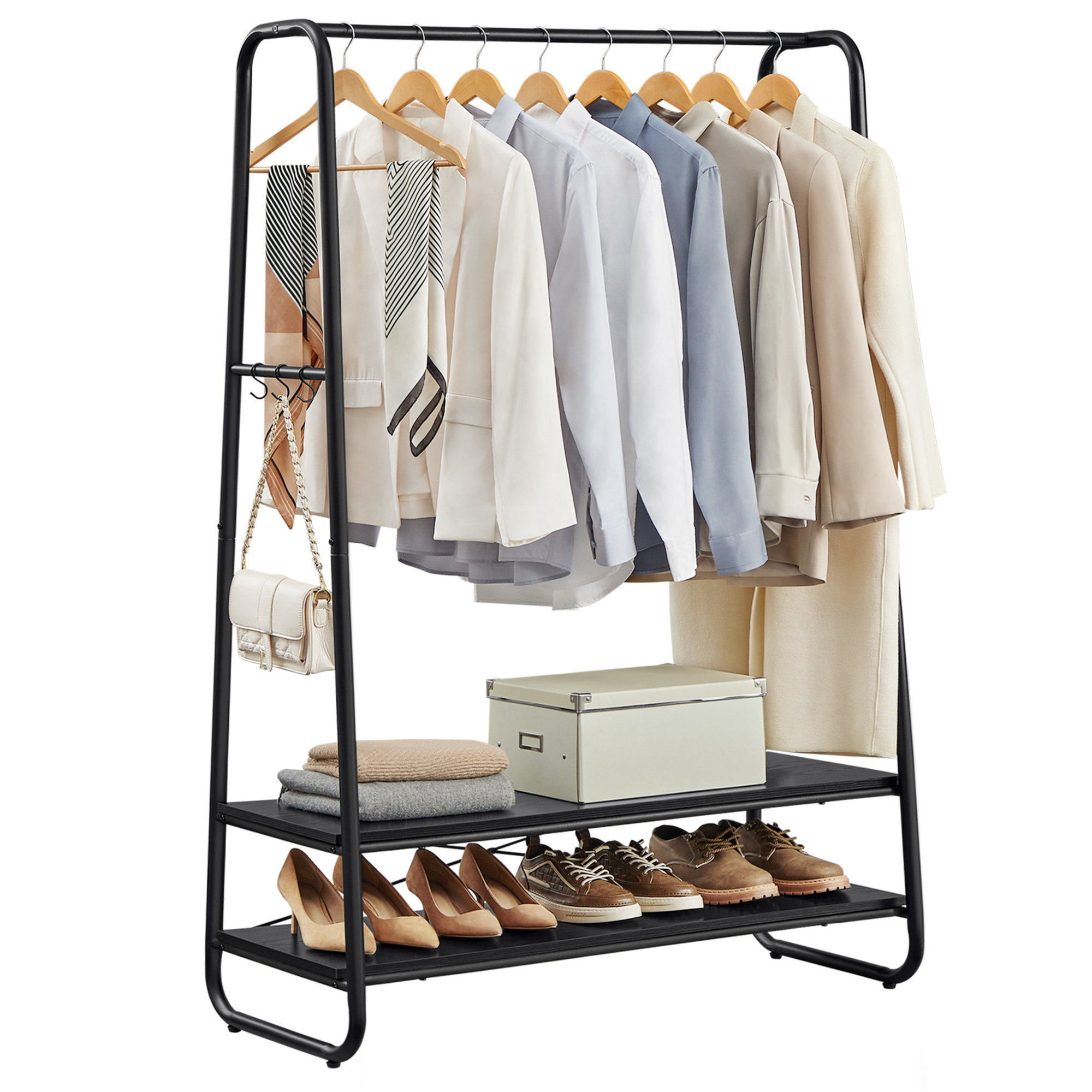17 Stories Clothes rack, coat rack, coat rack, 2 shelves, 6 hooks in S ...