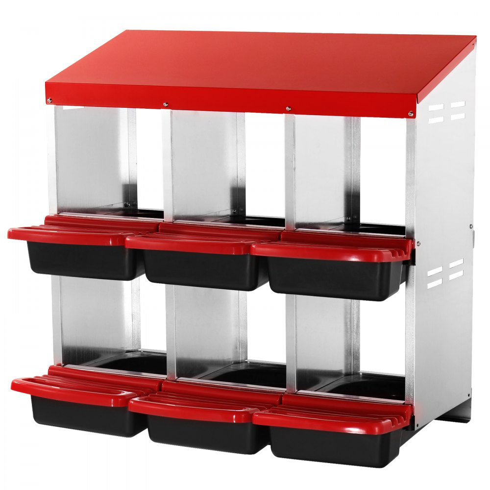 17 Stories 6-Compartment Chicken Nest Box Mental Box with Inclined ...