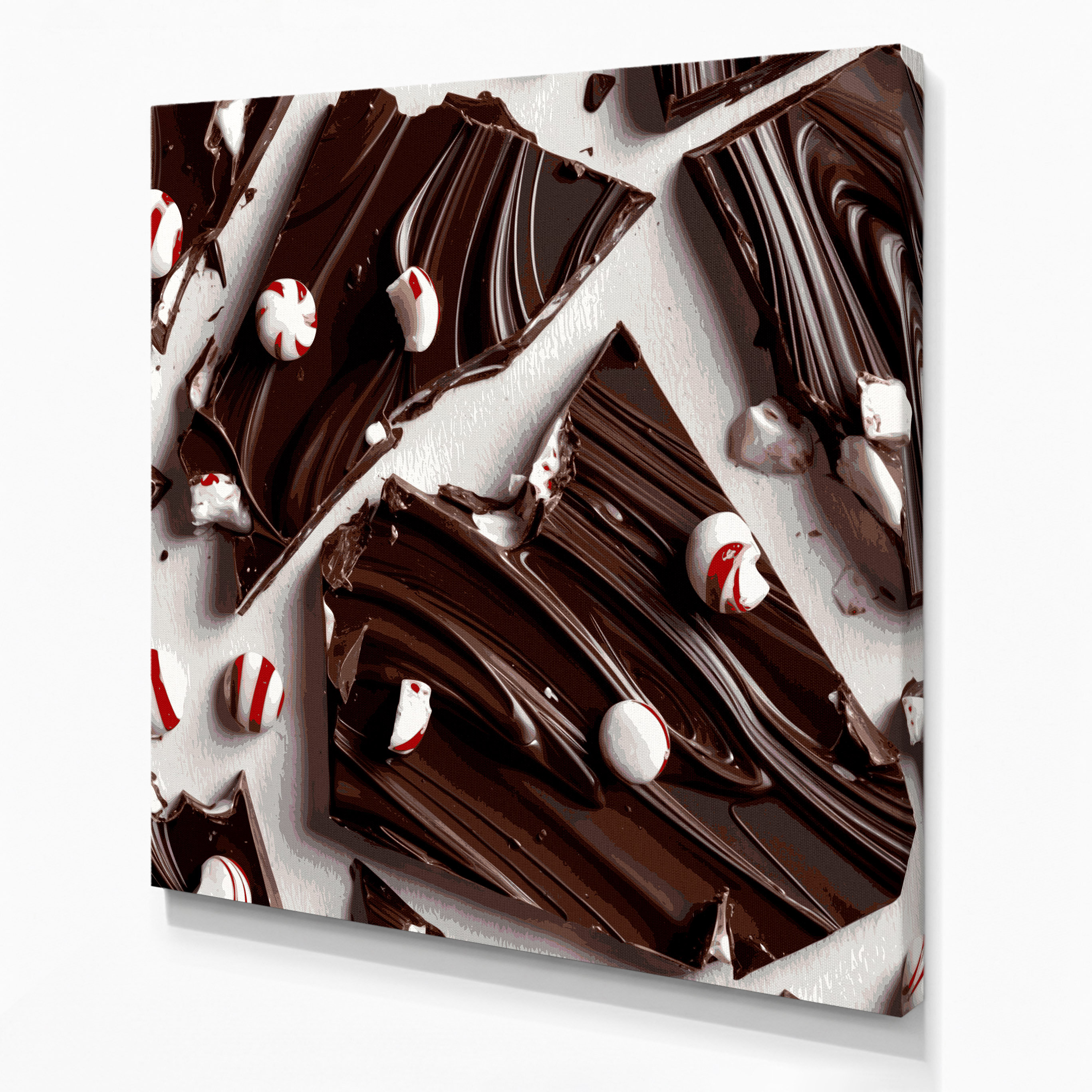 Alcott Hill® Christmas Peppermint bark close up Black Canvas Wall Art ...