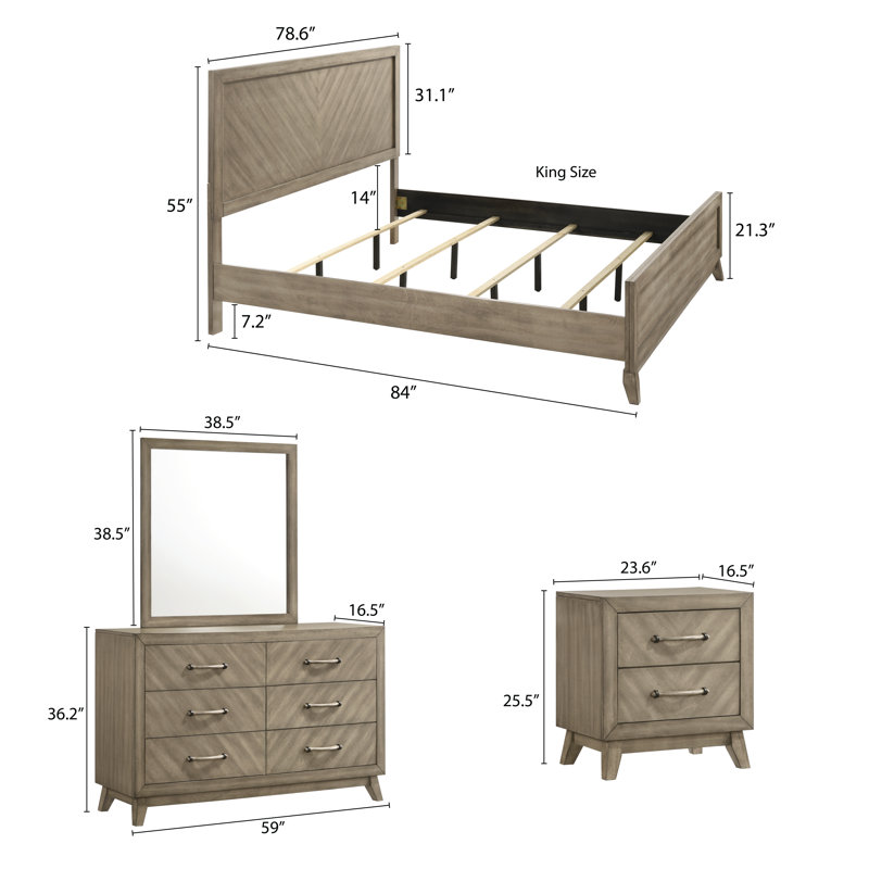 Millwood Pines Dezerey 5 Piece Bedroom Set & Reviews | Wayfair
