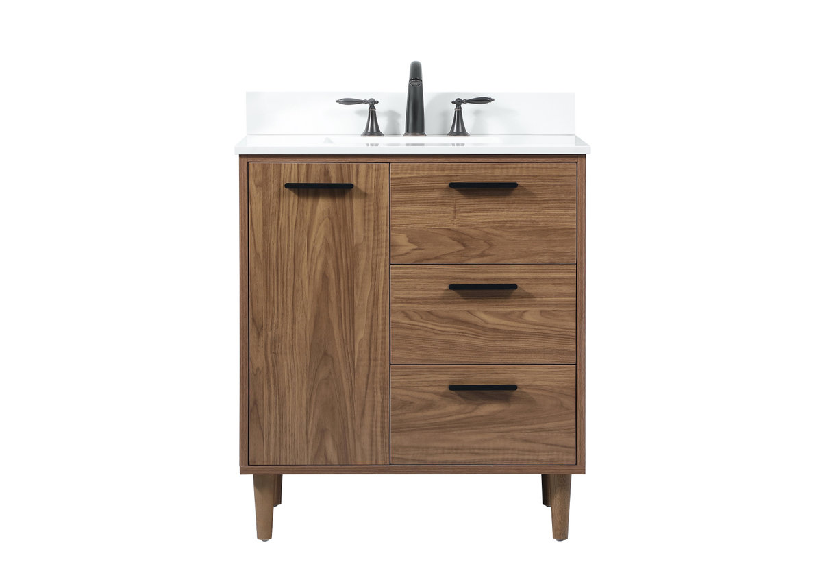 Elegant Kitchen and Bath 30 Inch Single Bathroom Vanity in Walnut Brown ...