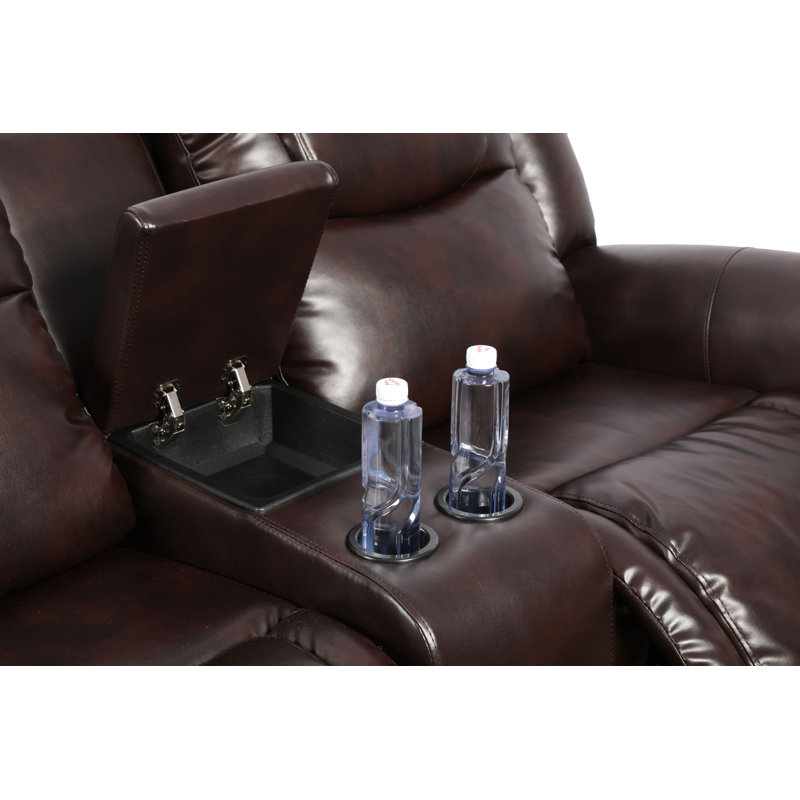 Lark Manor™ Alexous 77.5" Faux Leather Rolled Arm Reclining Loveseat ...