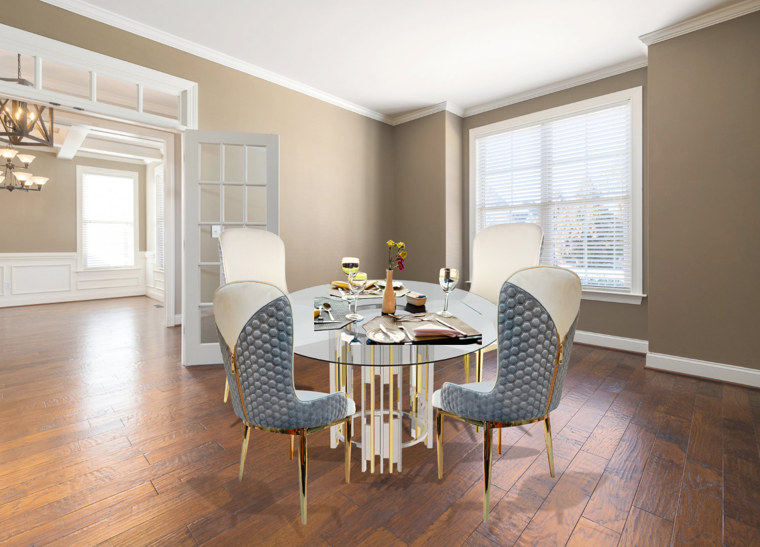 clear dining table set for 4