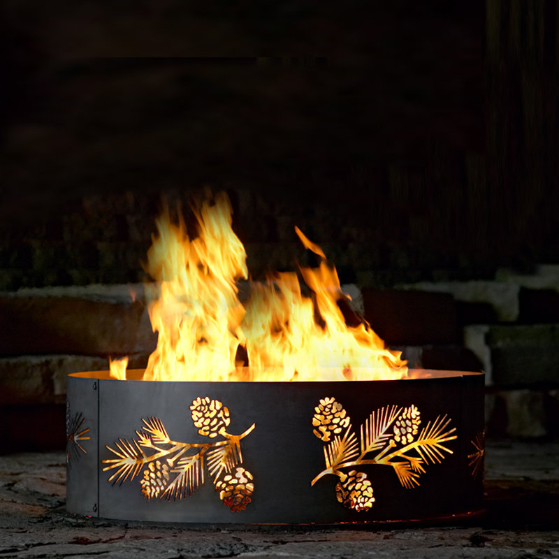 Millwood Pines Jeter Pine and Bough Steel Wood Burning Fire ring ...