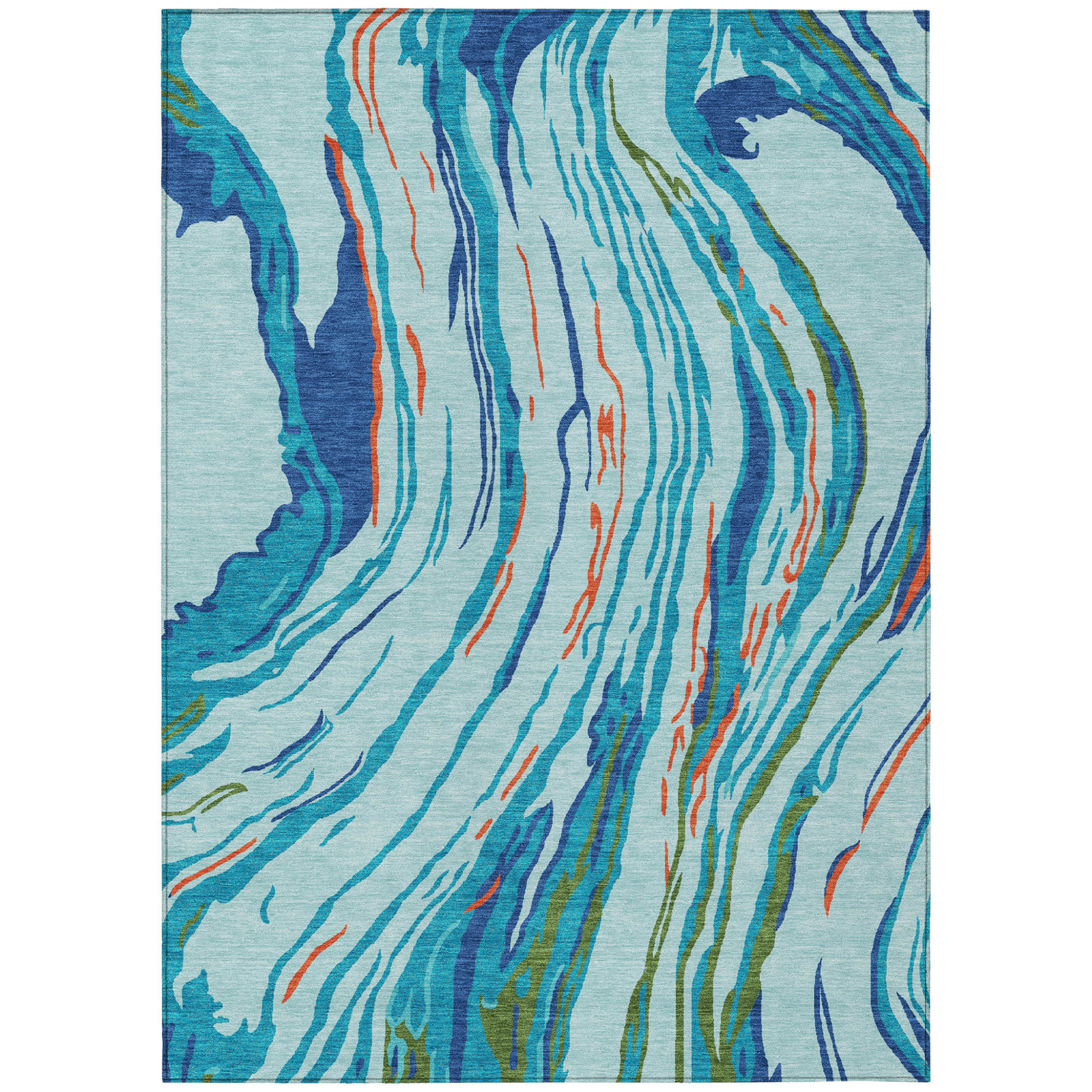 HomeRoots 5' X 8' Blue Abstract Washable Indoor Outdoor Area Rug | Wayfair