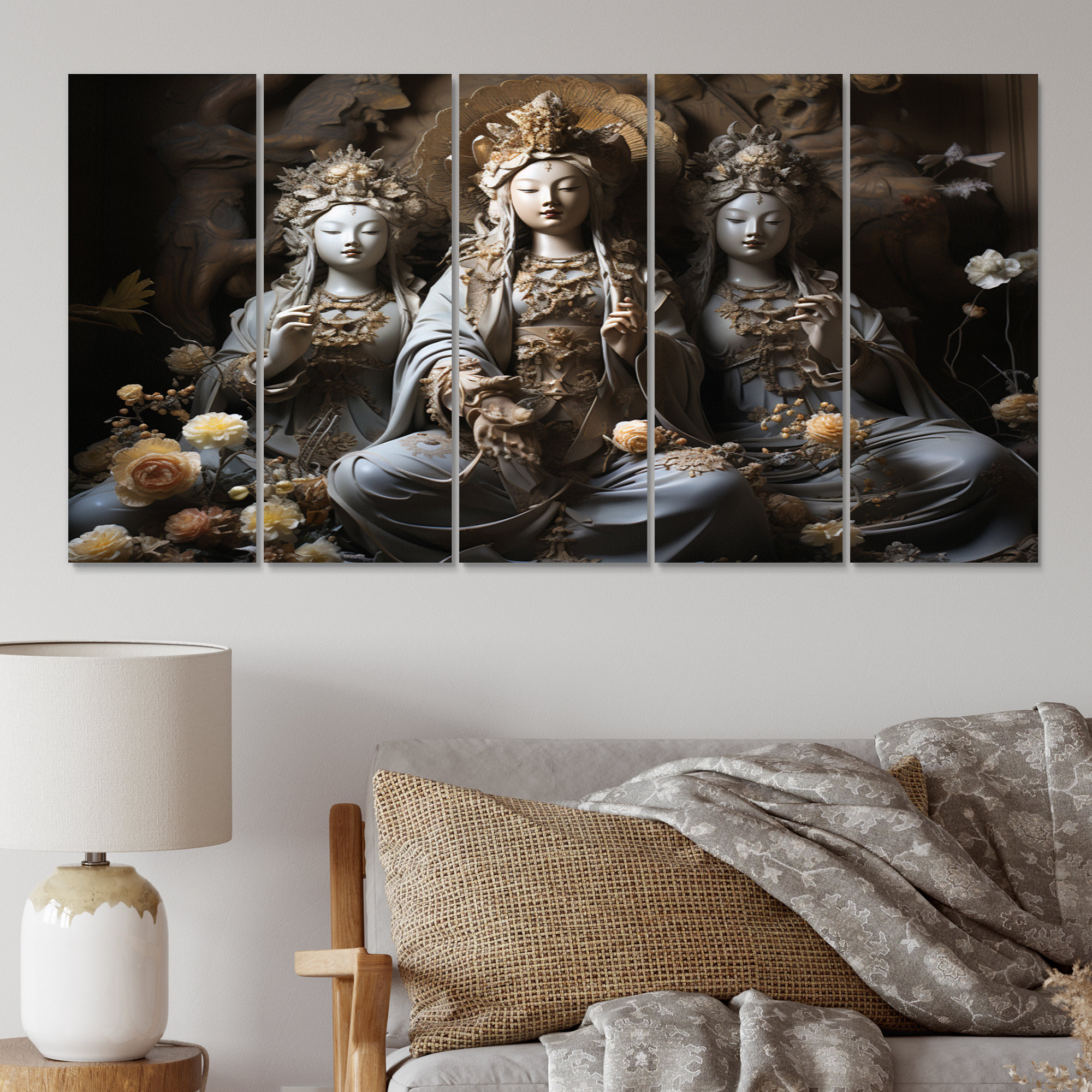 Bungalow Rose Religious Mystical Guardians II - 5 Piece Wrapped Canvas ...