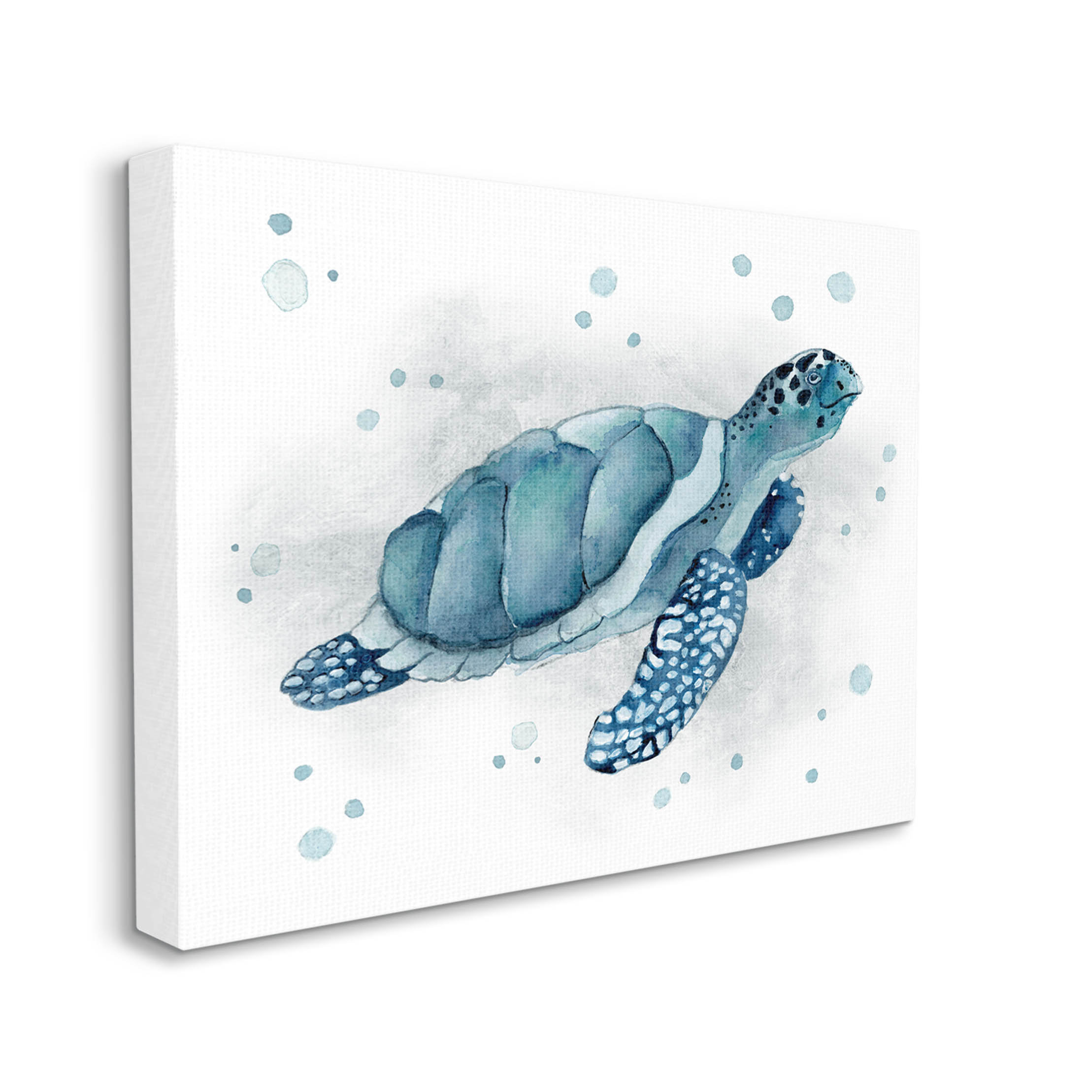Stupell Industries Blue Happy Turtle Bubbles Canvas Wall Art By Janet ...