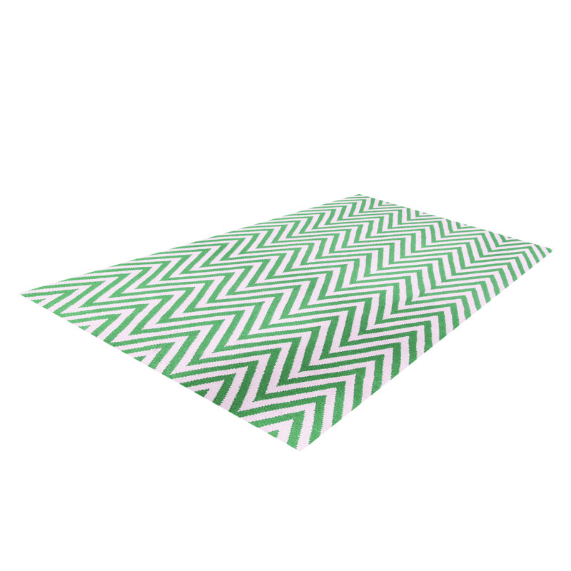 Bakero Chevron Hand Woven Green/White Area Rug | Wayfair.co.uk