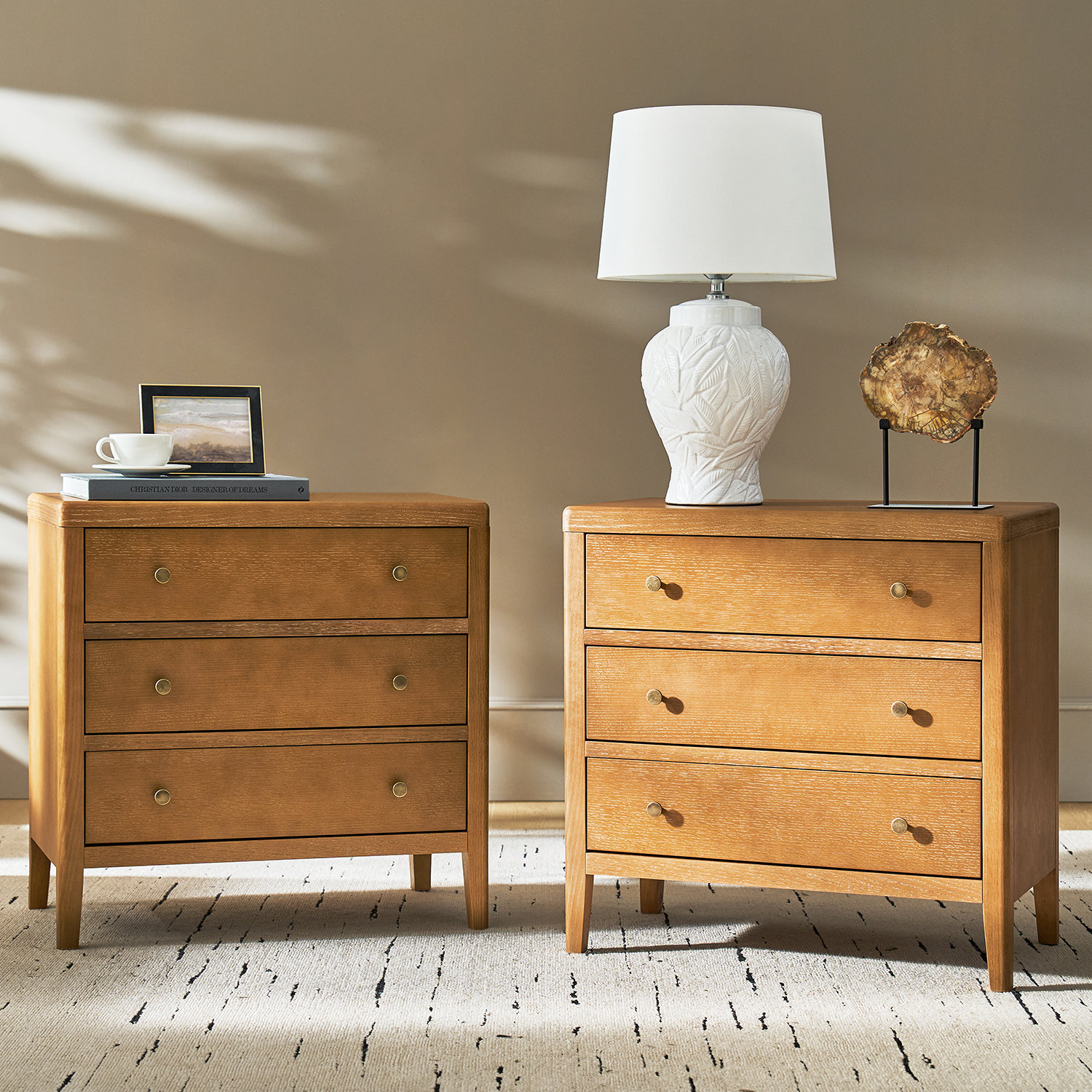 Ebern Designs Shera Modern 28''W 3-Drawer Solid Nightstand with ...