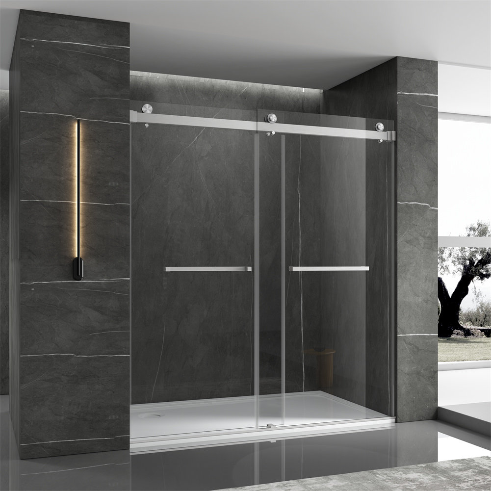 NORTHROOM 72" W x 76" H Frameless Rectangle Shower Stall with with 10mm ...
