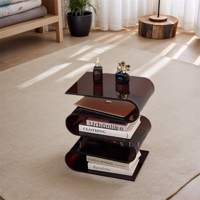 acrylic bedside table brown