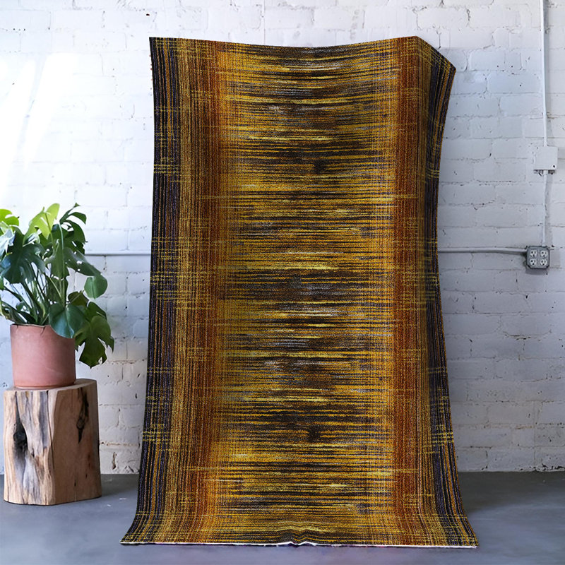 17 Stories Black Toned Stripe Patterned Decorative Rug | Wayfair